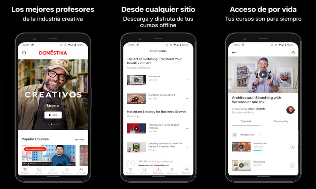 Aplicación Domestika – Estudiar en línea con los mejores profesores ...