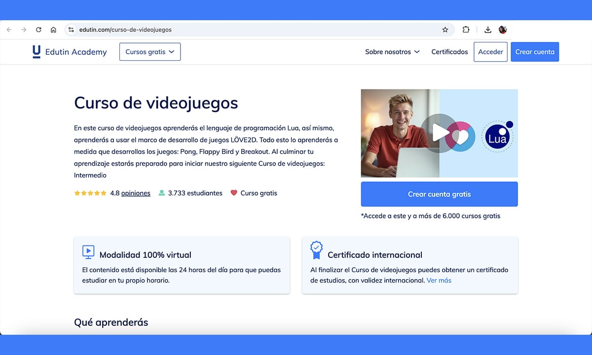Curso gratis de videojuegos: crea tu propio juego en 2025